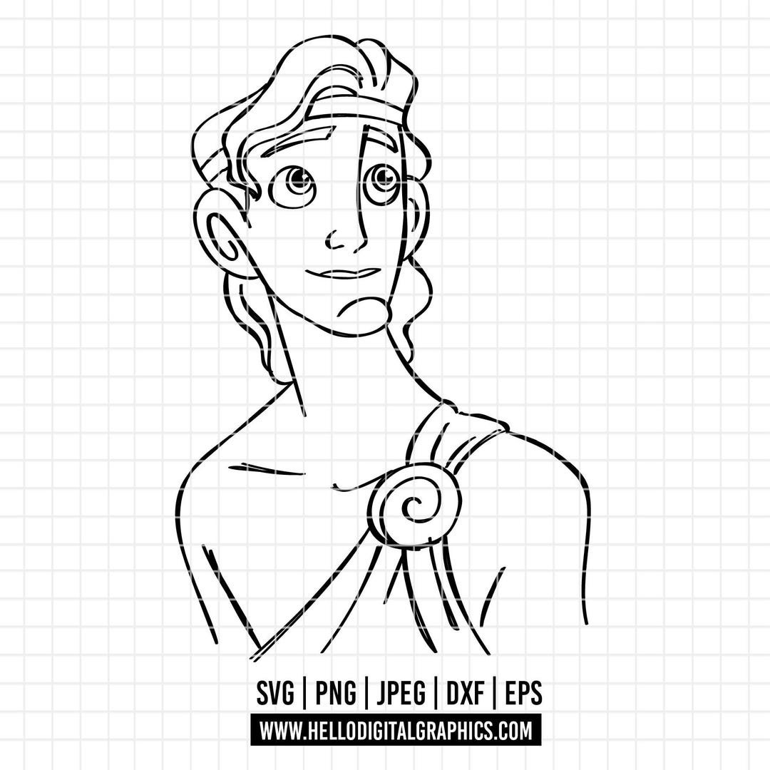 3783 - Hercules Line Art Svg, Eps, Jpeg, Dxf, Png. Disneyy, Hercules ...