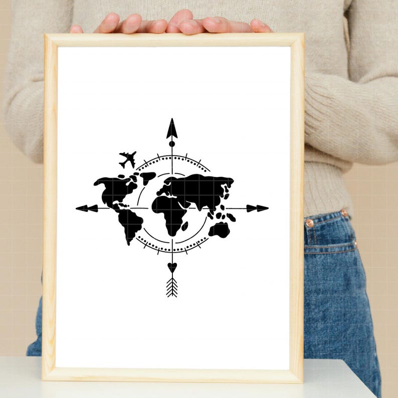 49 - World Map SVG, EPS, PNG - World Map Clipart Vector. Love for Trips ...