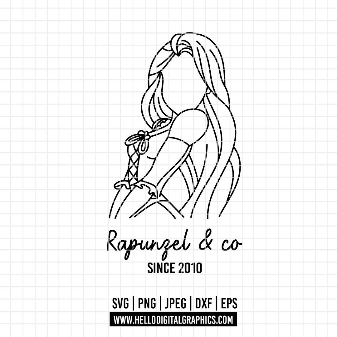 79 - Princess Rapunzel Outline SVG, EPS, PNG - Tangled Clipart Vector ...