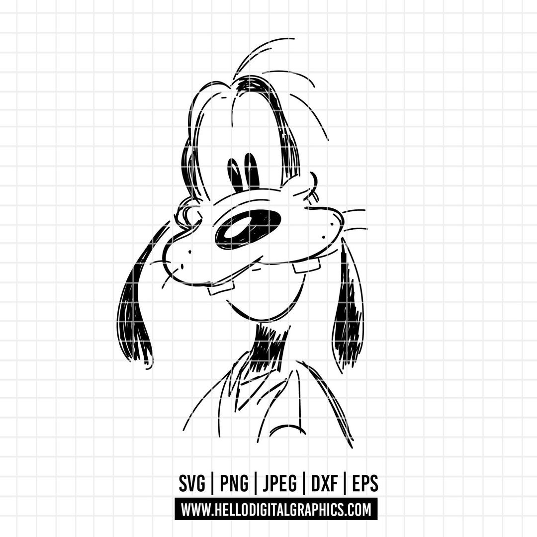 543 - Goofy Sketch SVG, PNG, Eps - Goofy Clipart Vector. Goofy Line Art ...