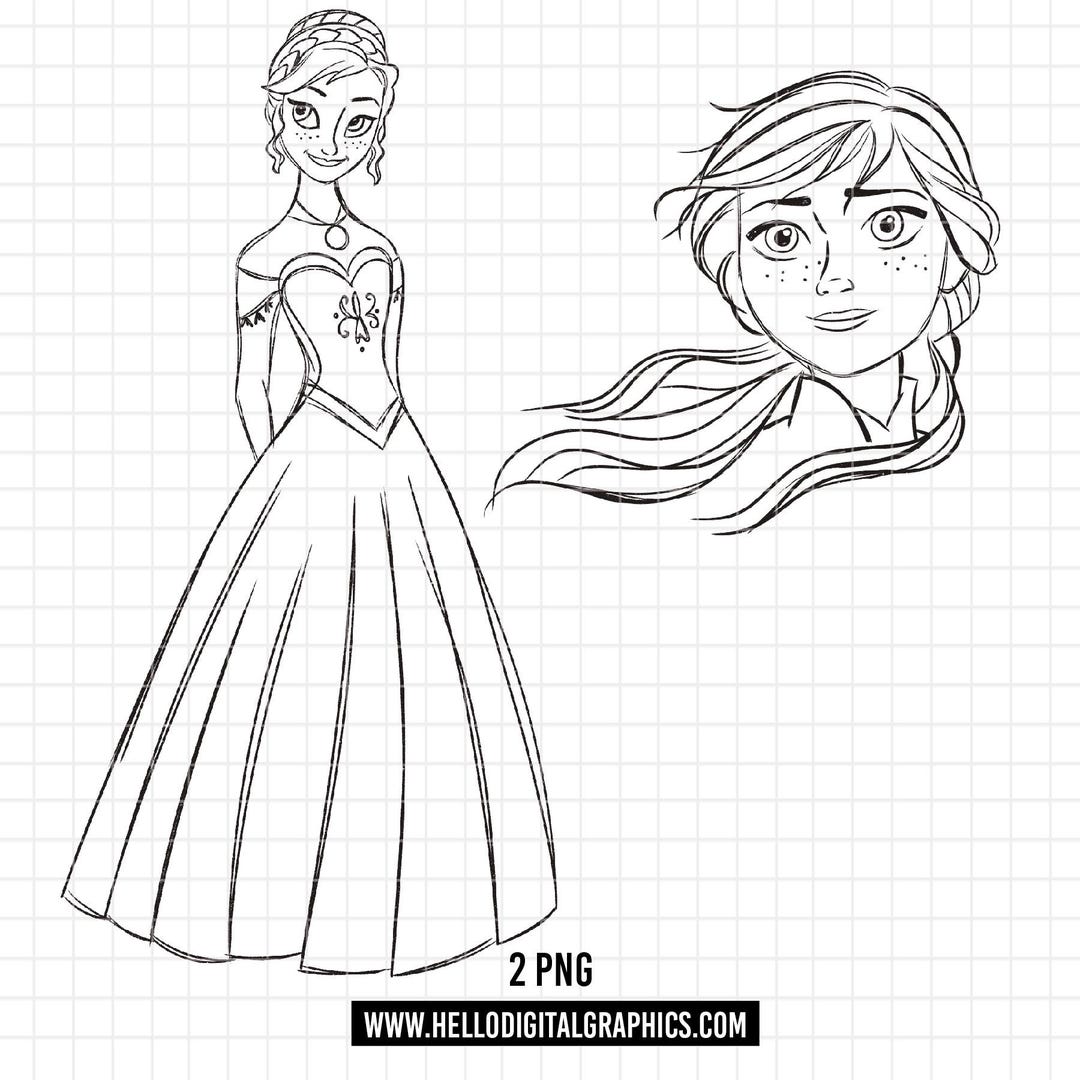 1682 - Disneyy Princess Anna Sketch Pack Bundle PNG - Princess Anna ...