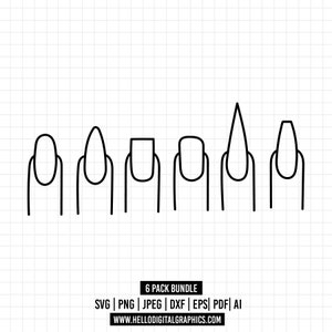 1359 - Nail Art SVG Bundle, Girl Hand Svg, Nail Art Cut File, Nail Tech ...