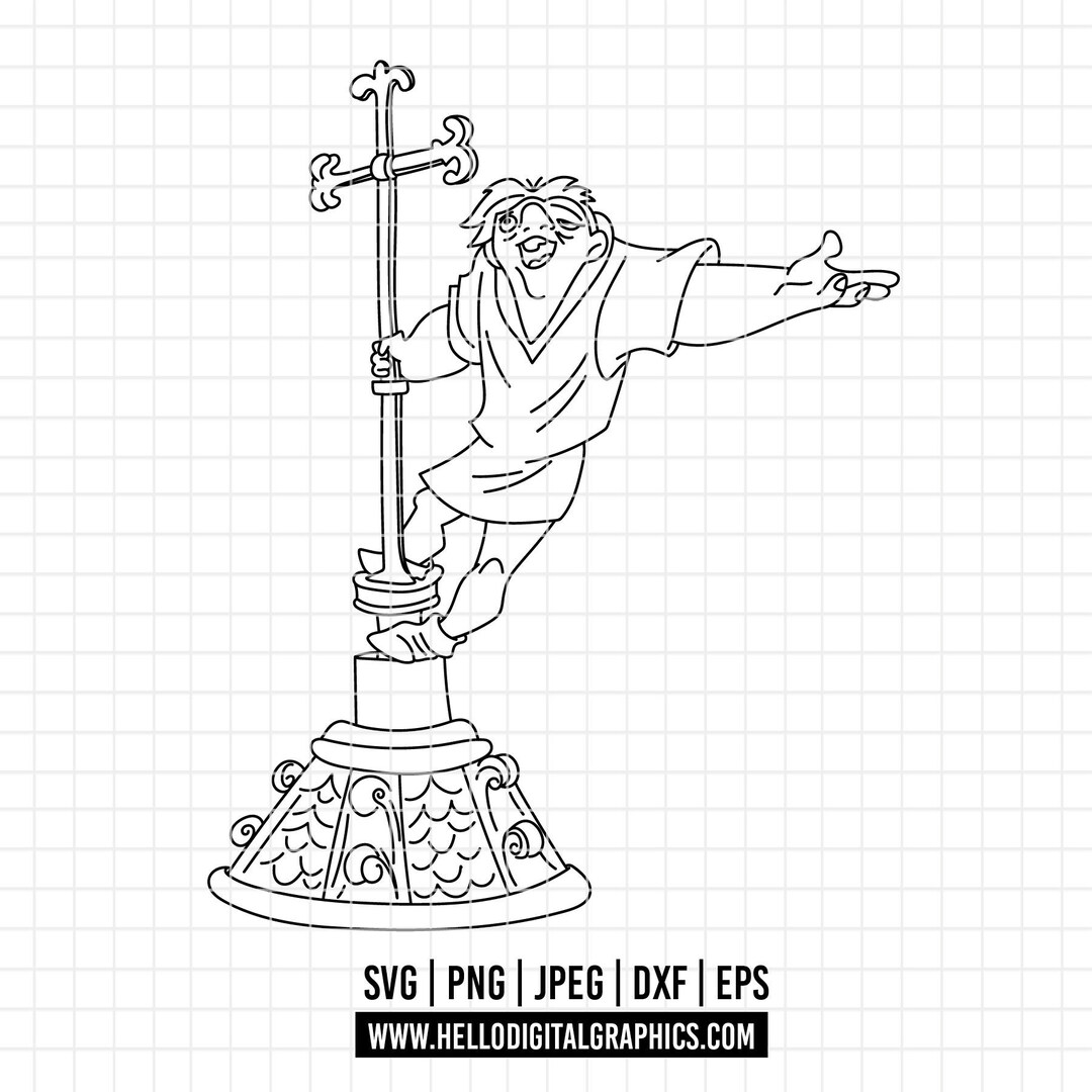 3800 - Quasimodo, the Hunchback of Notre Dame Line Art Svg, Png, Eps ...