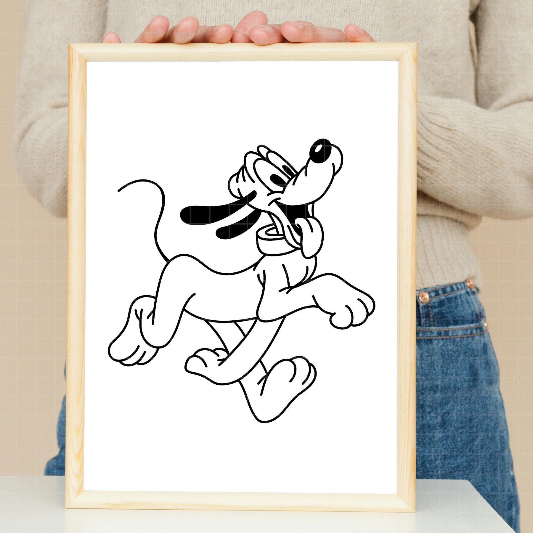 1018 - Pluto Walking Line Art Svg, Eps, Jpeg, Dxf, Png. Disneyy ...