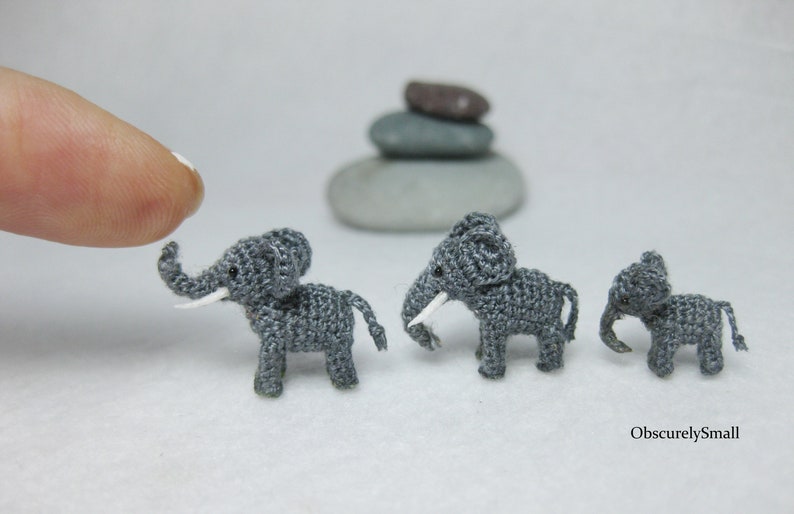 Miniature Tiny Crochet Elephants Amigurumi Elephant Made | Etsy