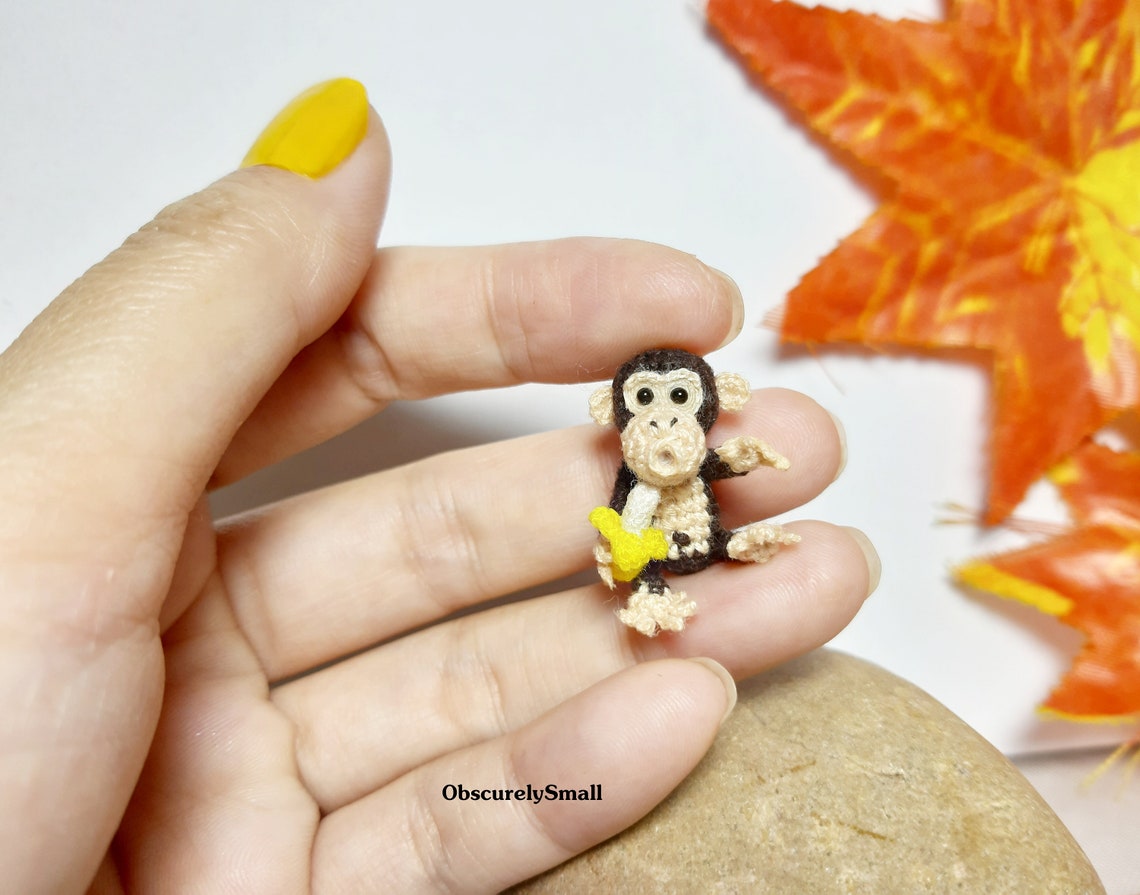 Miniature Chimpanzee Baby Crochet Amigurumi Monkey Tiny | Etsy