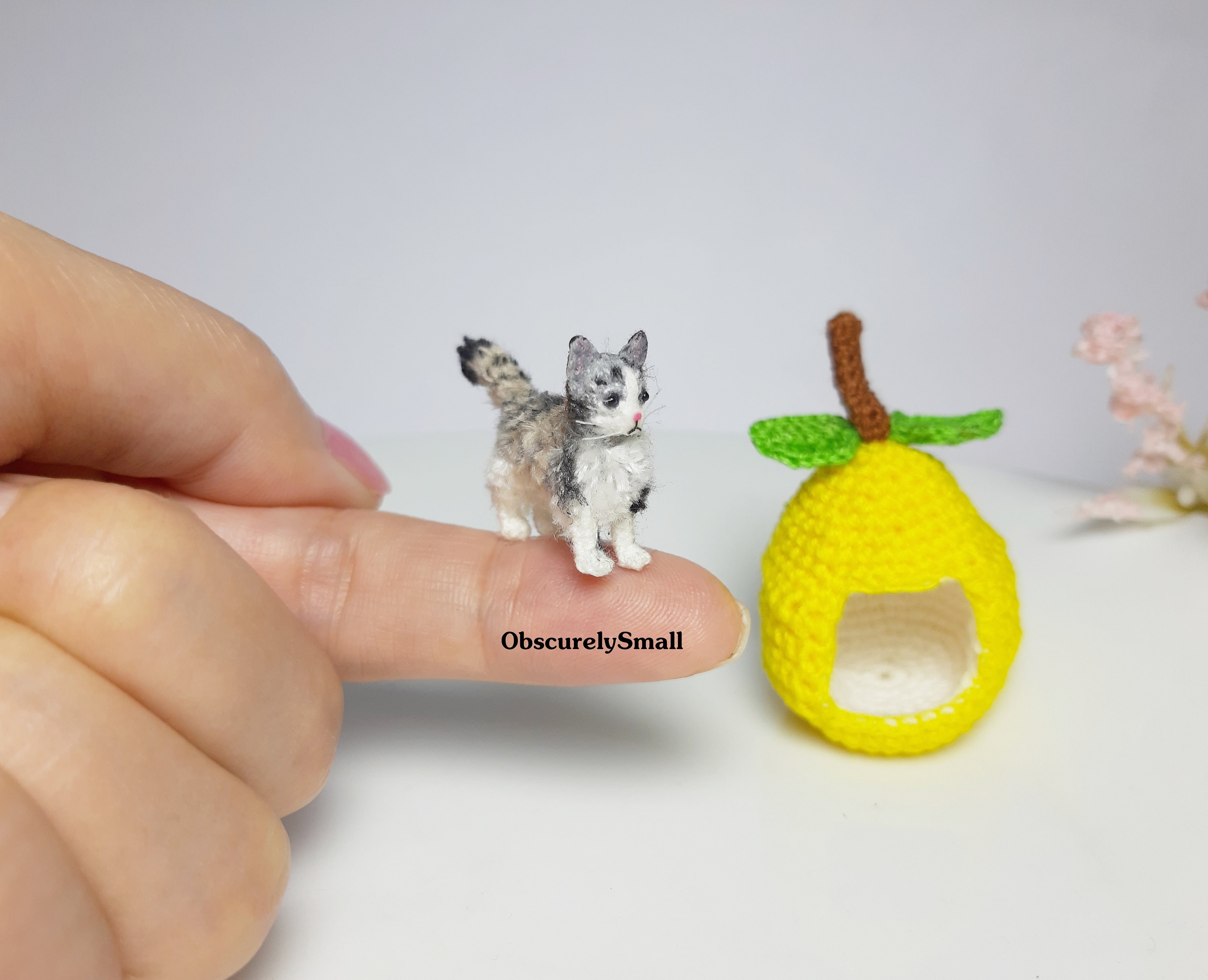 Cat Crochet Lemon Crochet Miniature Fluffy Crochet Cat | Etsy