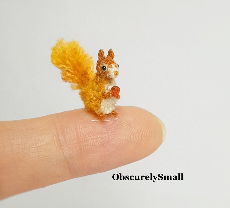 Tiny Crochet Squirrel With Chestnuts Miniature Amigurumi | Etsy