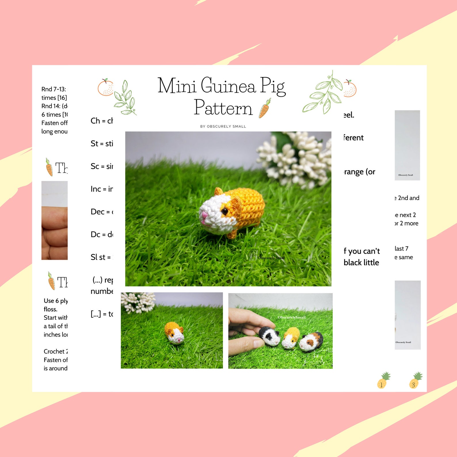 Mini Crochet Guinea Pig Pattern - Amigurumi Pattern - PDF Files Instant ...