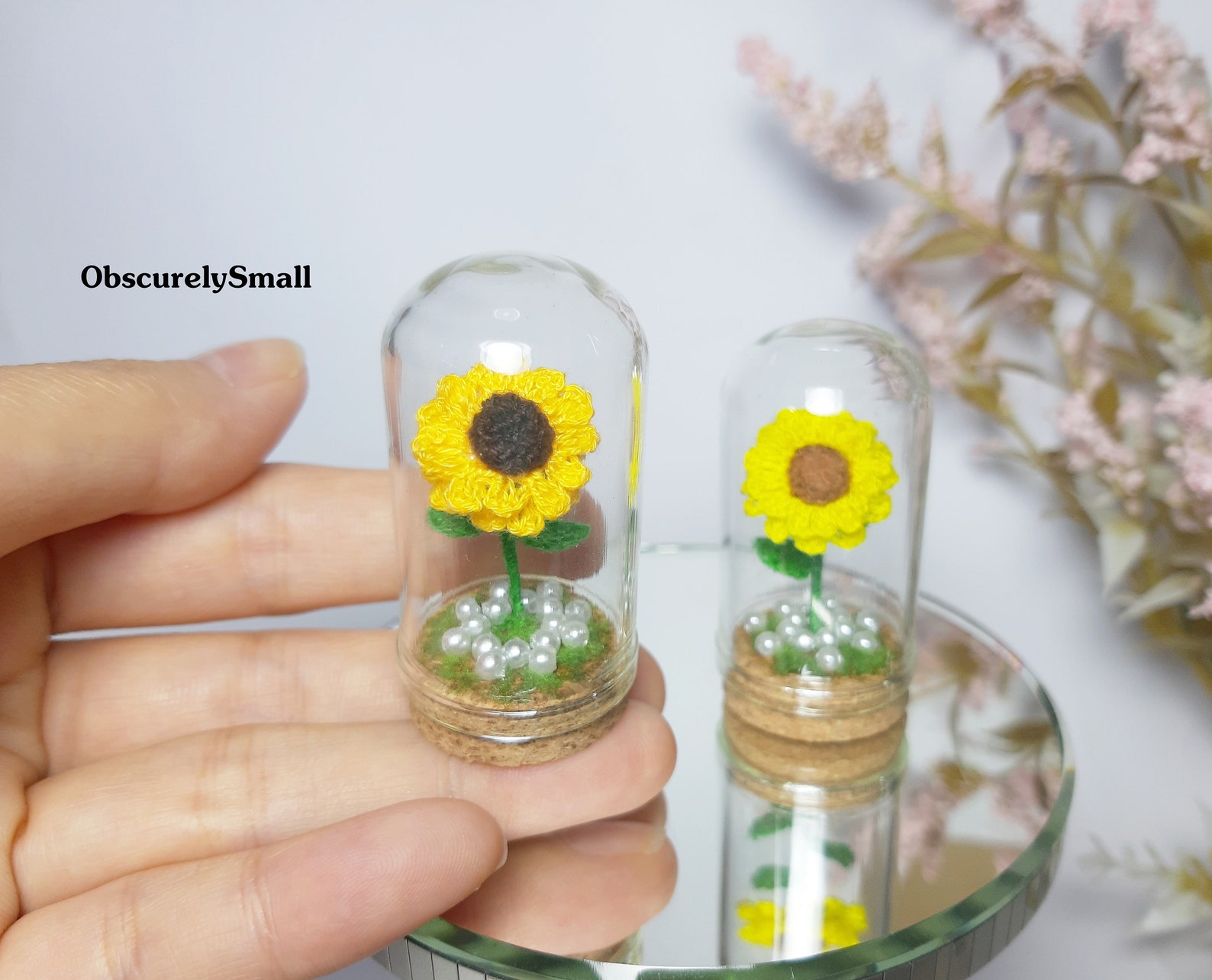 Miniature Sunflower Glass Dome Miniature Crochet Sunflower - Etsy