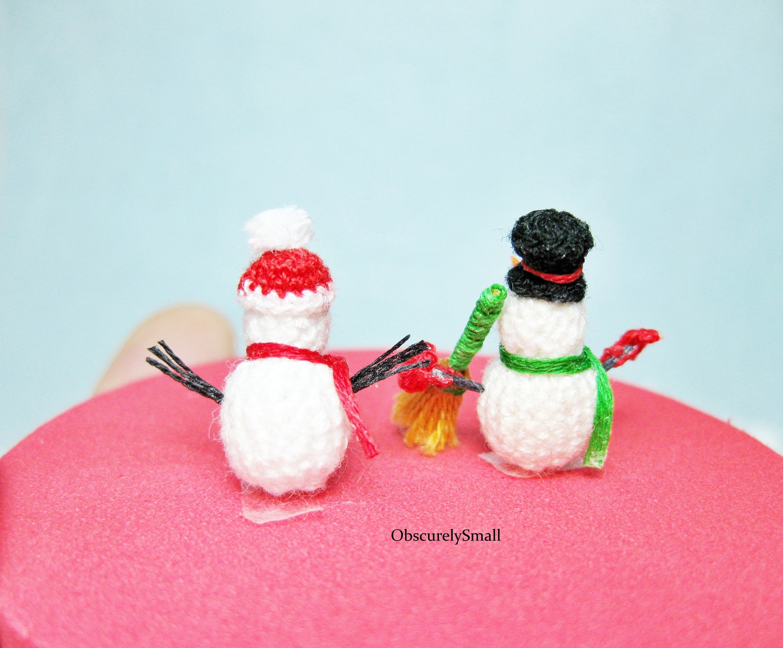 Micro Crochet Snowman Tiny Amigurumi Snowman Made to Order | Etsy