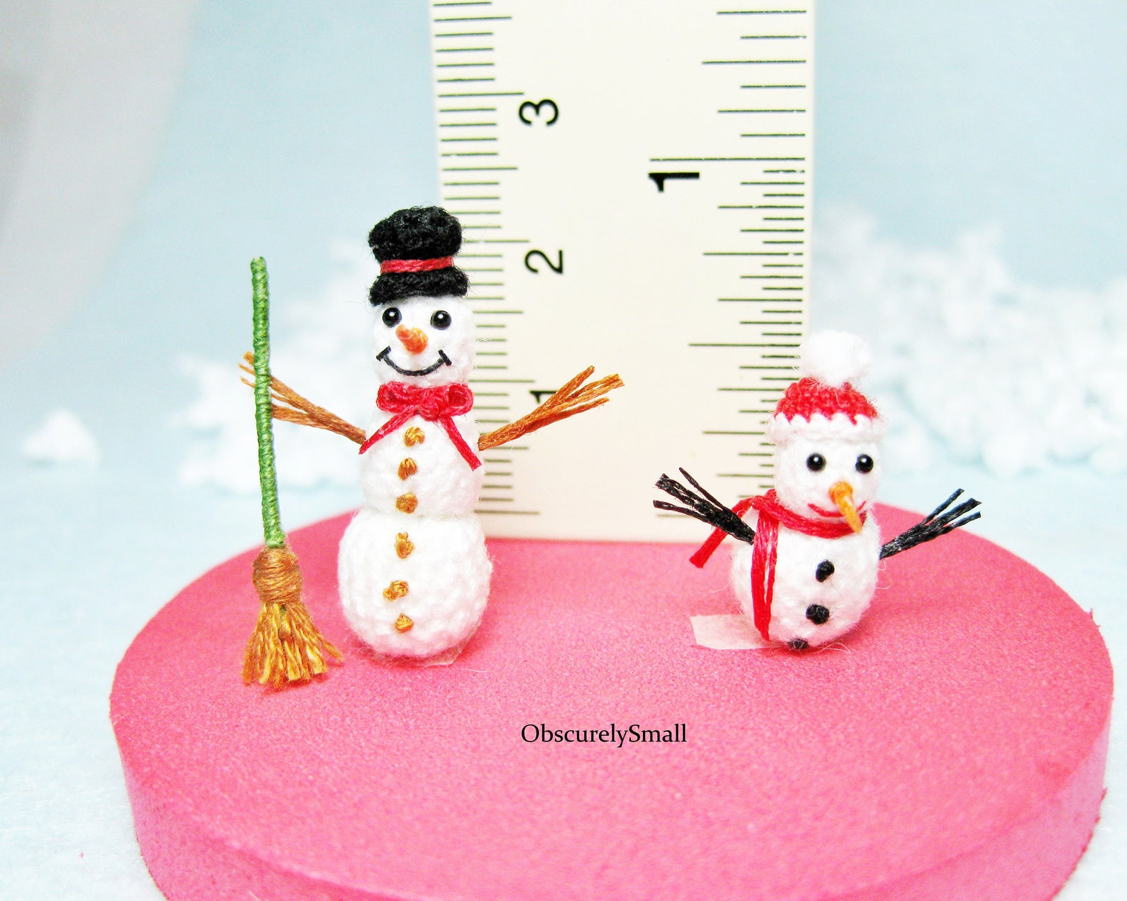 Micro Crochet Snowman Tiny Amigurumi Snowman Made to Order | Etsy