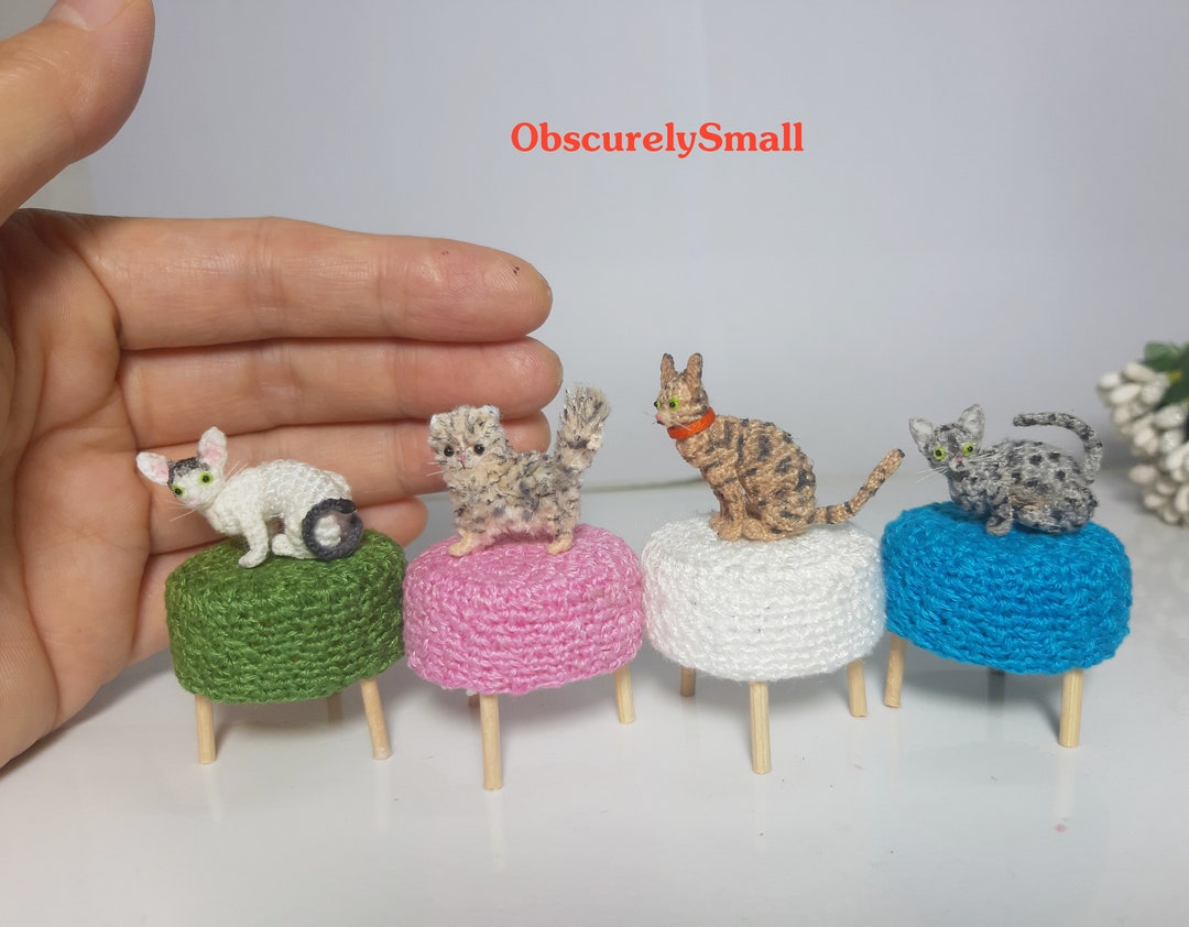 Cat - Tiny Crochet Cat - Miniature Cat Crochet - Mini Crochet Chair ...