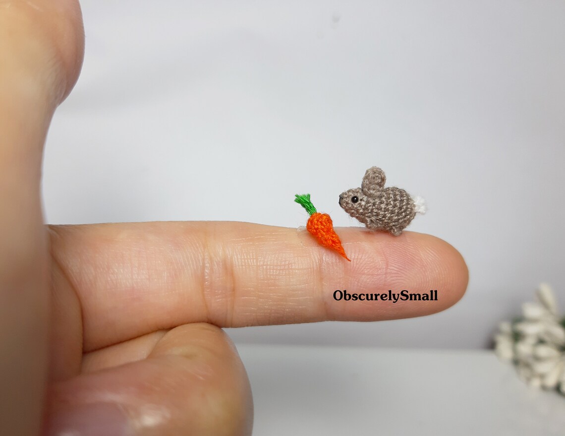 Mini Crochet Rabbit With a Carrot Pattern Amigurumi Pattern | Etsy