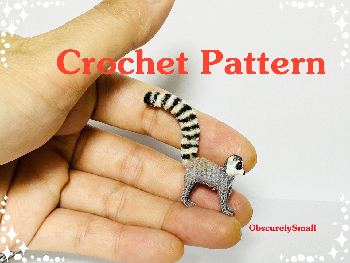 Crochet Ring-tailed Lemur Pattern: Amigurumi Miniature (PDF Pattern) - Etsy