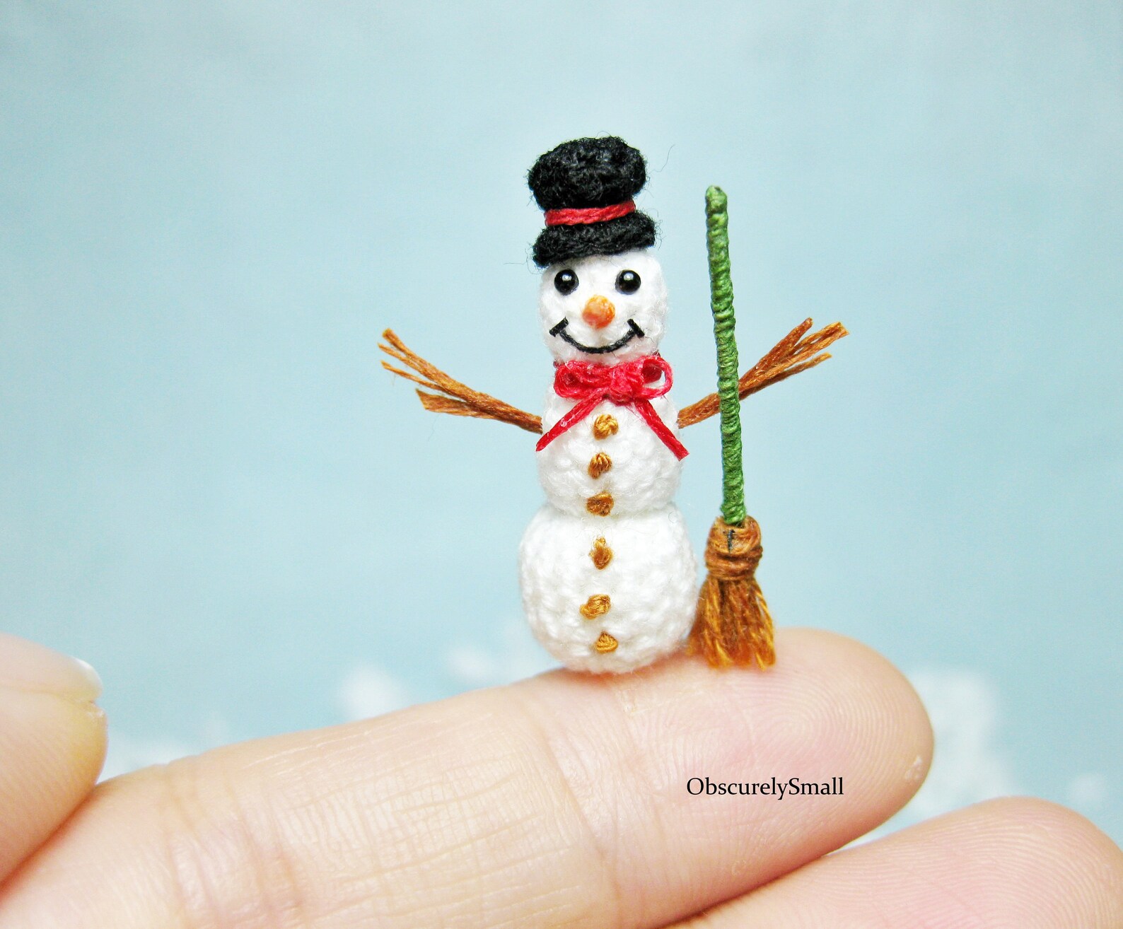 Micro Crochet Snowman Tiny Amigurumi Snowman Made to Order | Etsy
