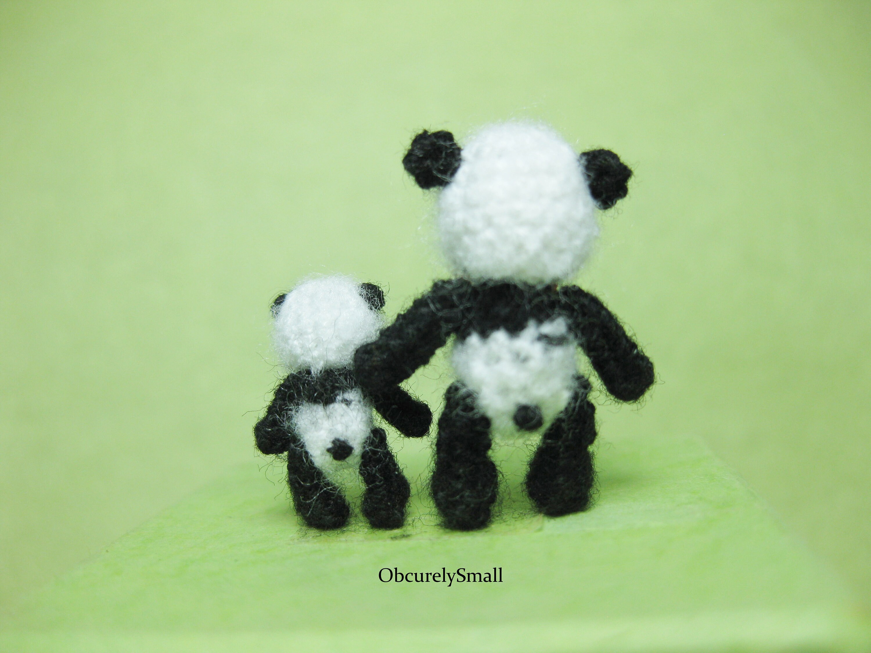 Miniature Tiny Crochet Fluffy Panda Family Amigurumi Panda | Etsy