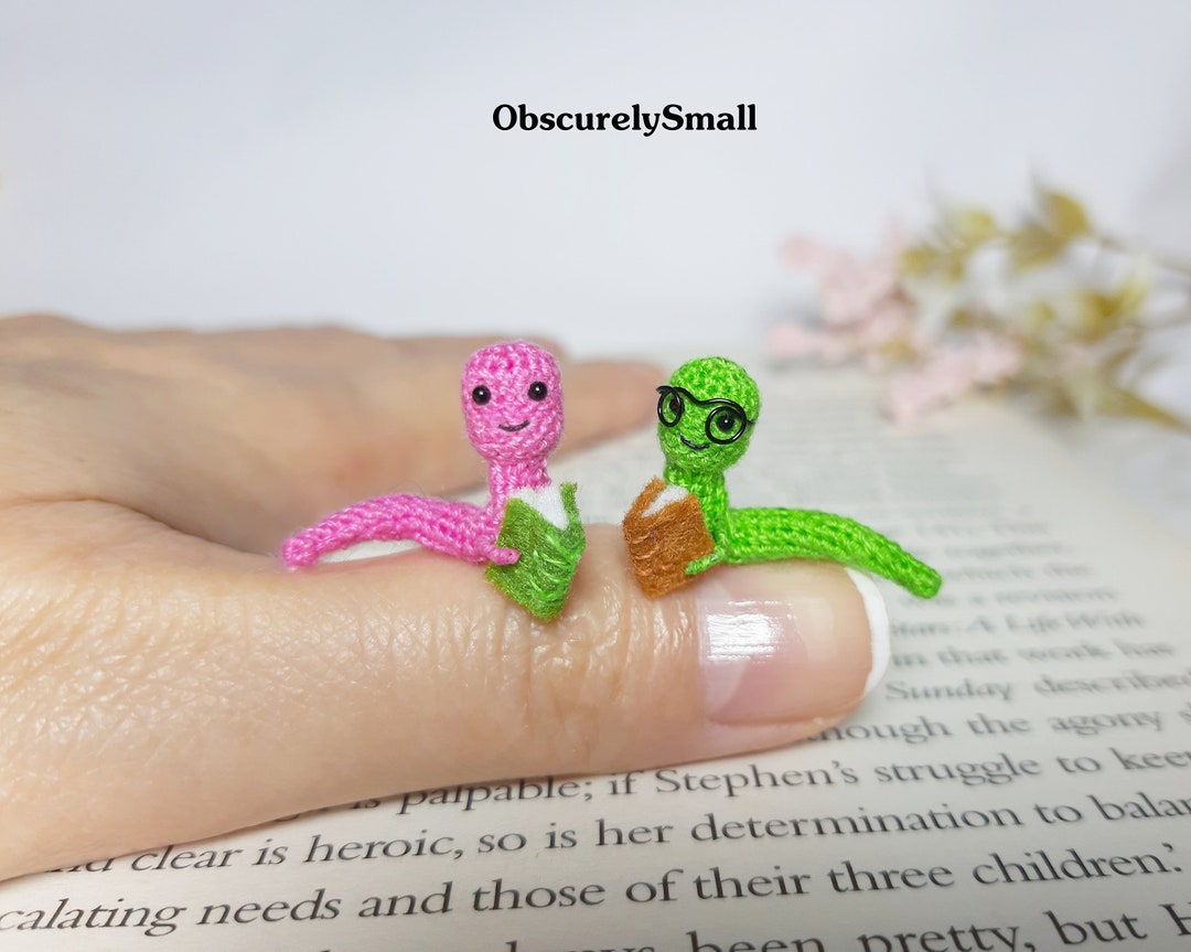 Crochet Bookworm With Glasses: Tiny Amigurumi Toy - Etsy