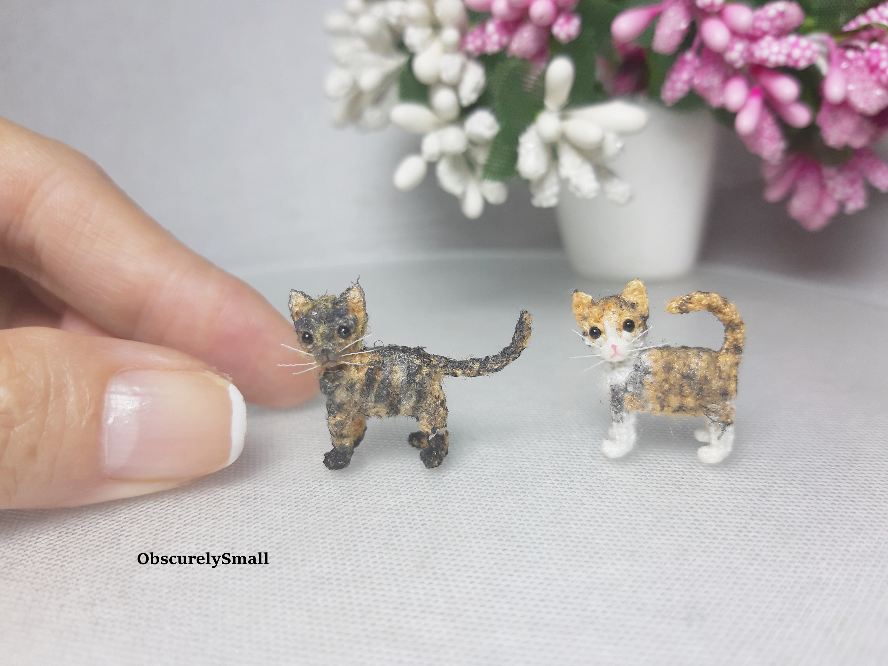 Tiny Crochet Miniature Cat Amigurumi 12 Inch Micro Grey Cat Kitten Made ...