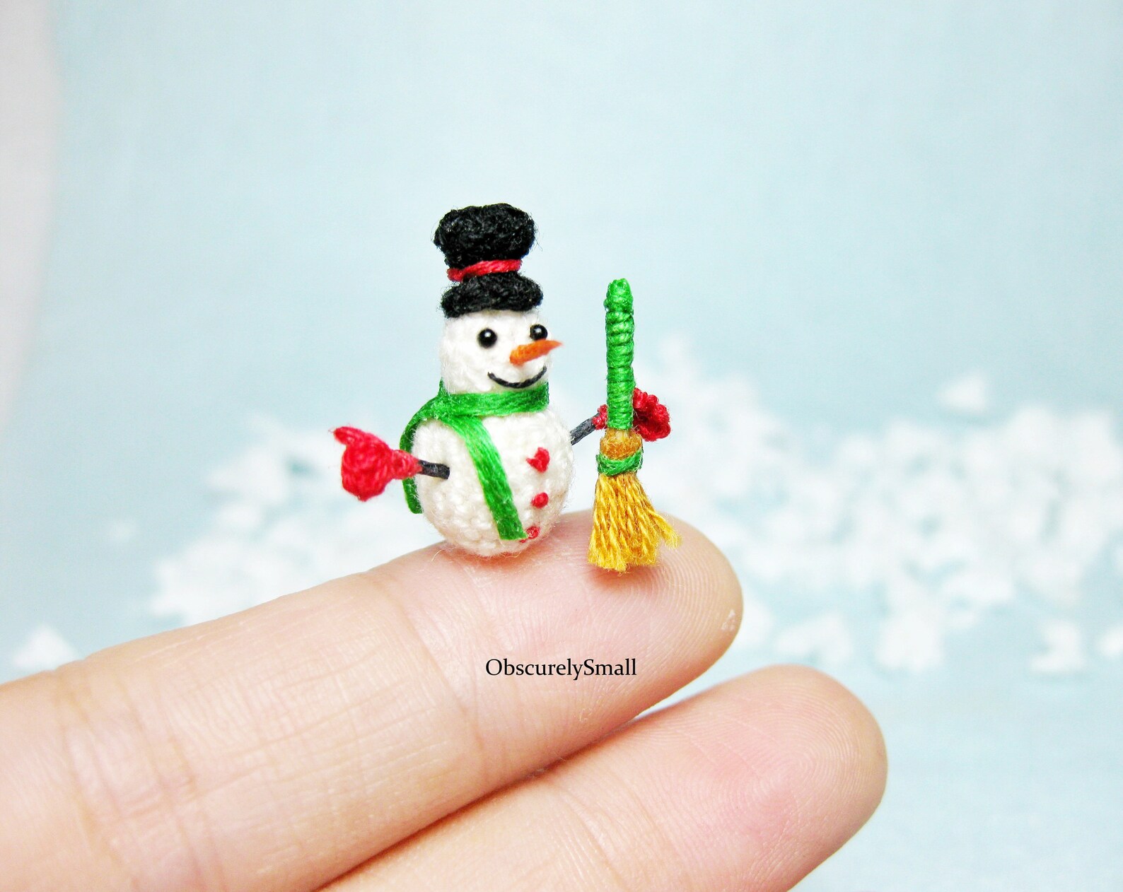Micro Crochet Snowman Tiny Amigurumi Snowman Made to Order | Etsy