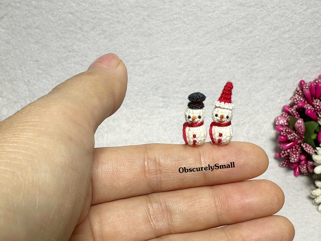 Micro Snowman - Crochet Snowman - Miniature Crochet - Amigurumi Tiny ...