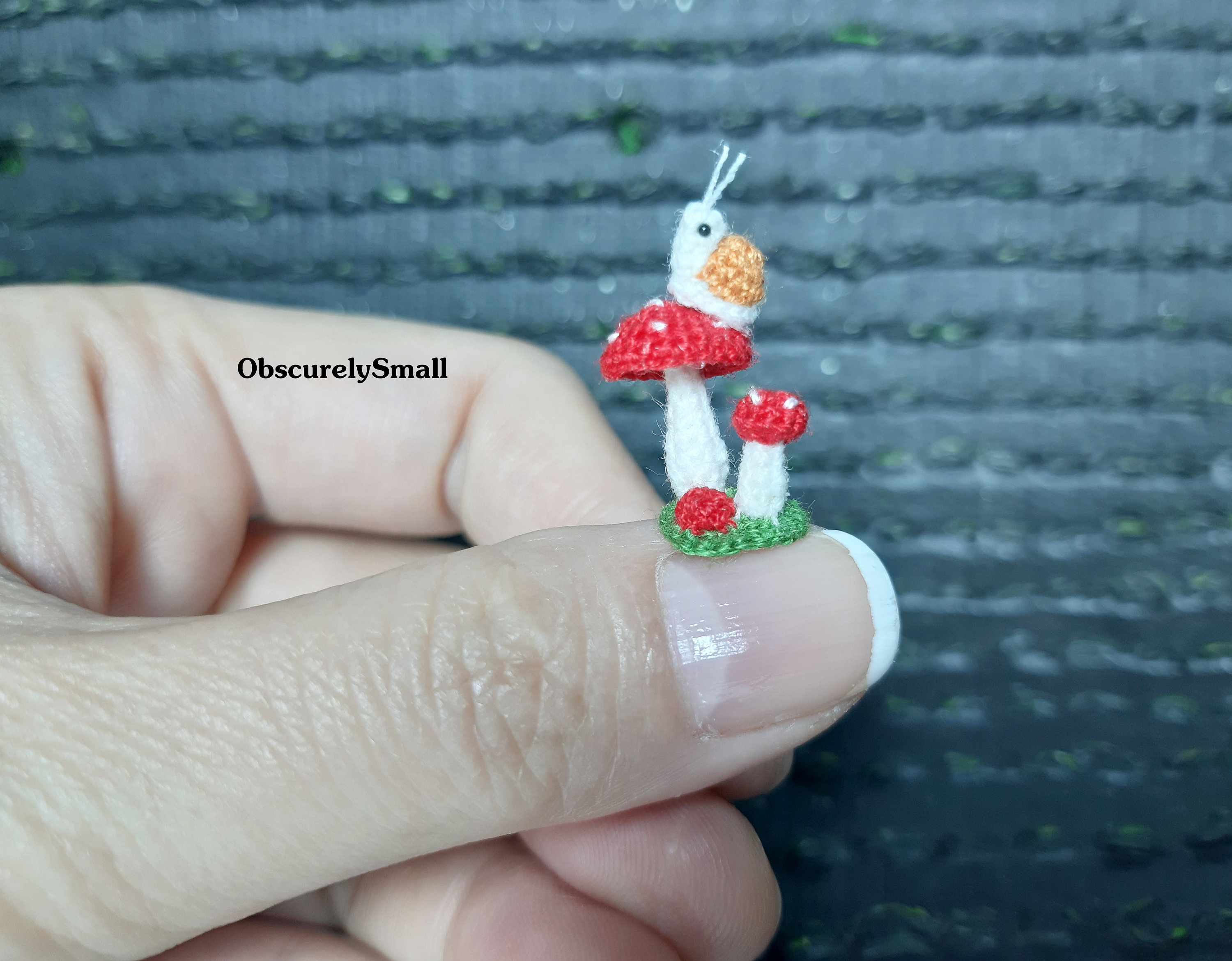 Snail Red Mushroom Tiny Crochet Snail Micro Crocheted | Etsy