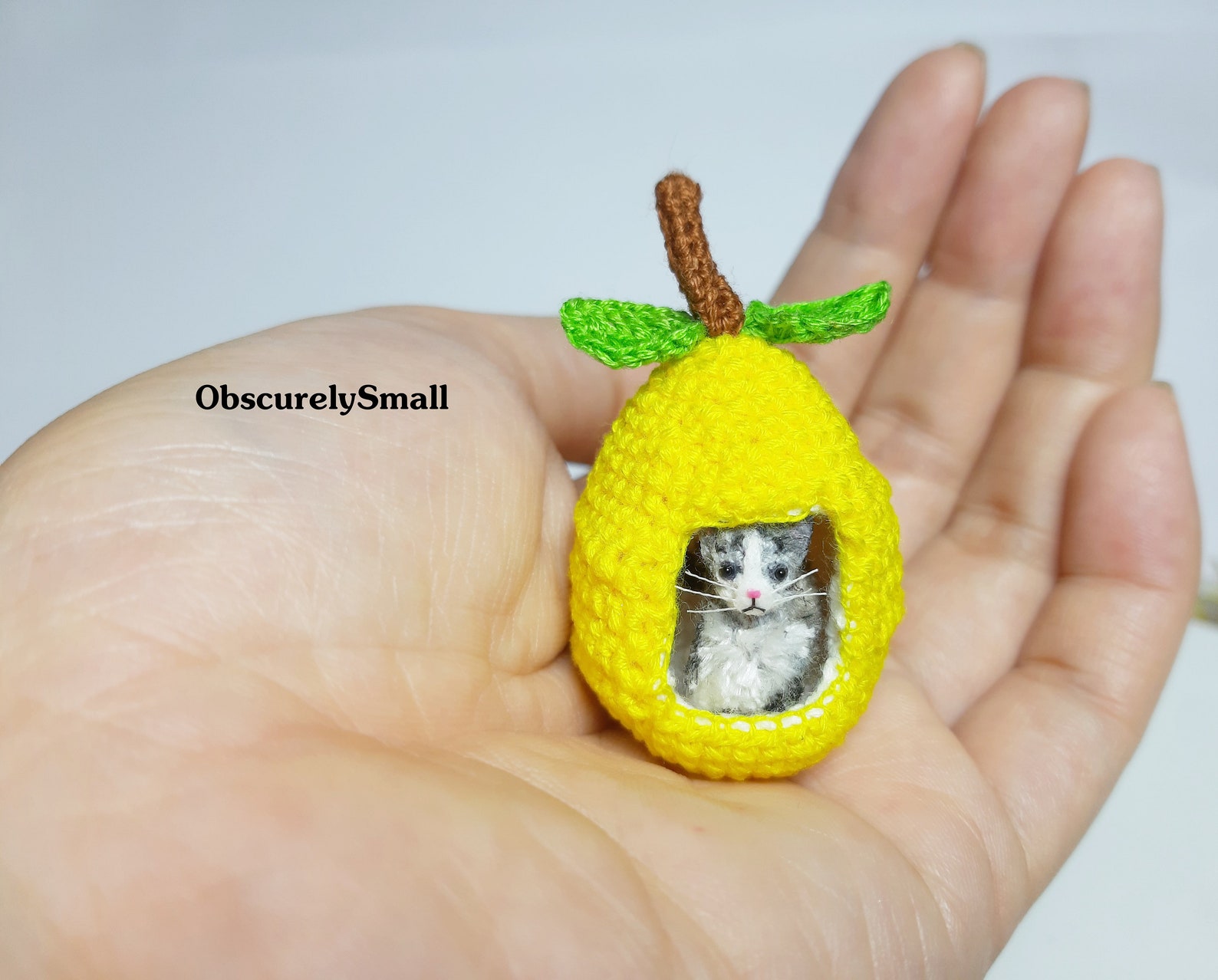 Cat Crochet Lemon Crochet Miniature Fluffy Crochet Cat | Etsy