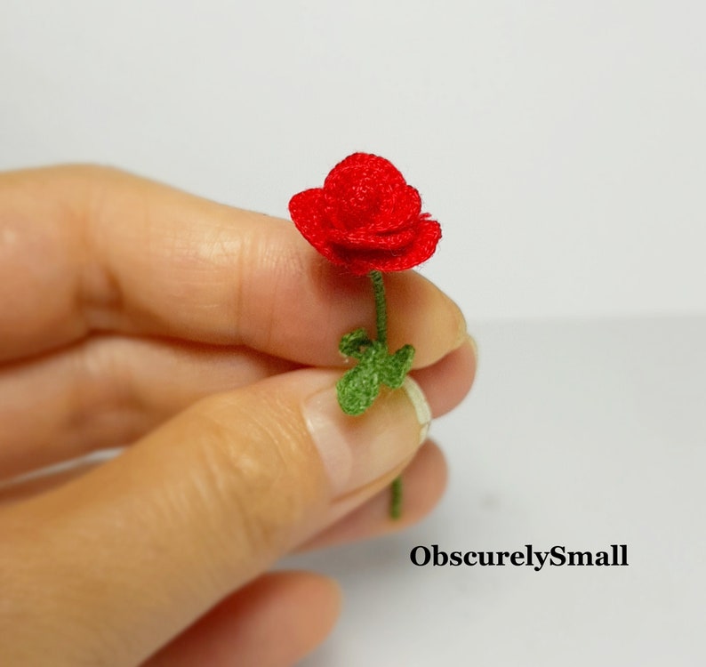 Miniature Crochet Red Roses Amigurumi Flowers Made to | Etsy