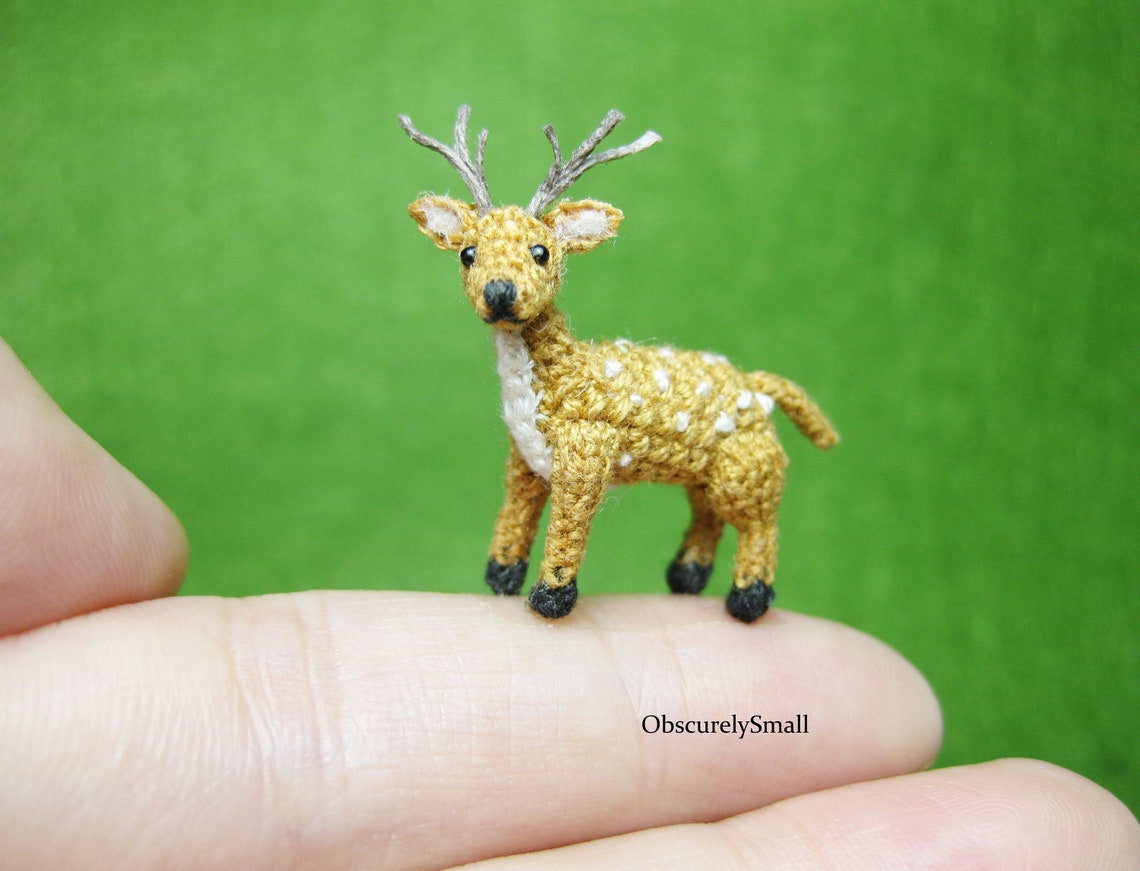 Tiny Crochet Deer Micro fallow Deer Crochet Amigurumi Tiny | Etsy