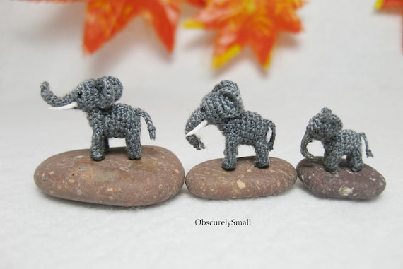 Miniature Tiny Crochet Elephants Amigurumi Elephant Made - Etsy