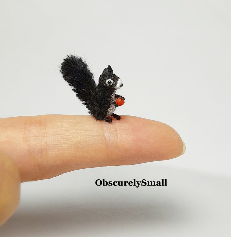 Tiny Crochet Squirrel With Chestnuts Miniature Amigurumi | Etsy