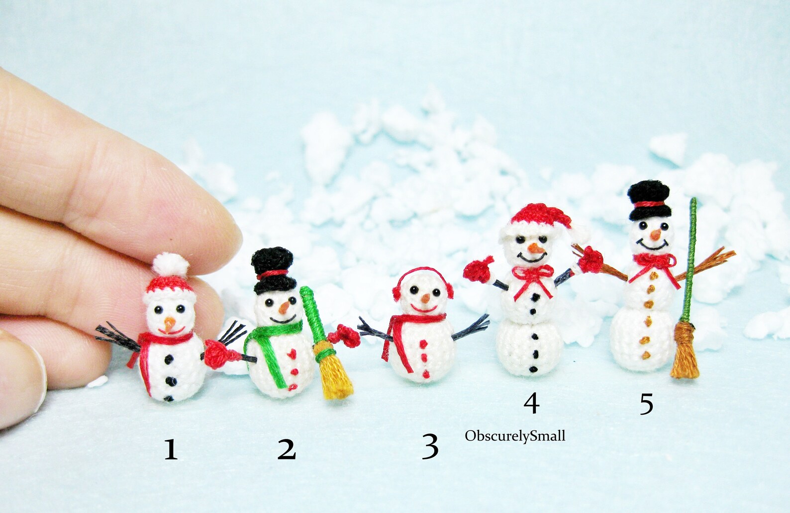 Micro Crochet Snowman Tiny Amigurumi Snowman Made to Order | Etsy