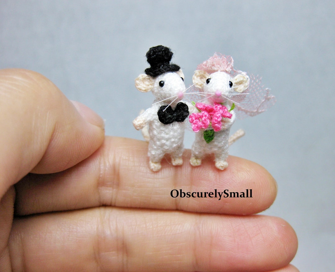 Miniature Crochet Groom and Bride Mouse - Amigurumi Mouse - Made to ...