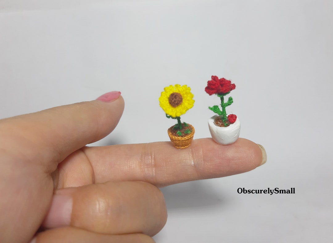 Tiny Sunflower - Miniature Sunflower Crochet - Crocheted Flower ...