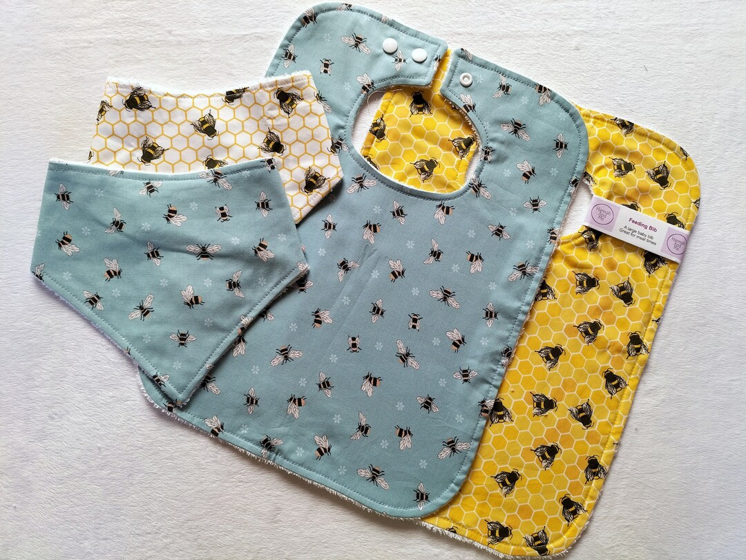 Honey Bee Baby Bib Cotton & Bamboo Feeding and Dribble Bibs, Bee Baby ...