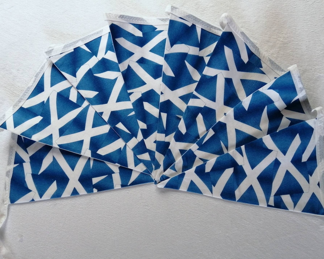 Scottish Flag Bunting, Fabric Pennants, Saltire Flags, Scottish Wall ...