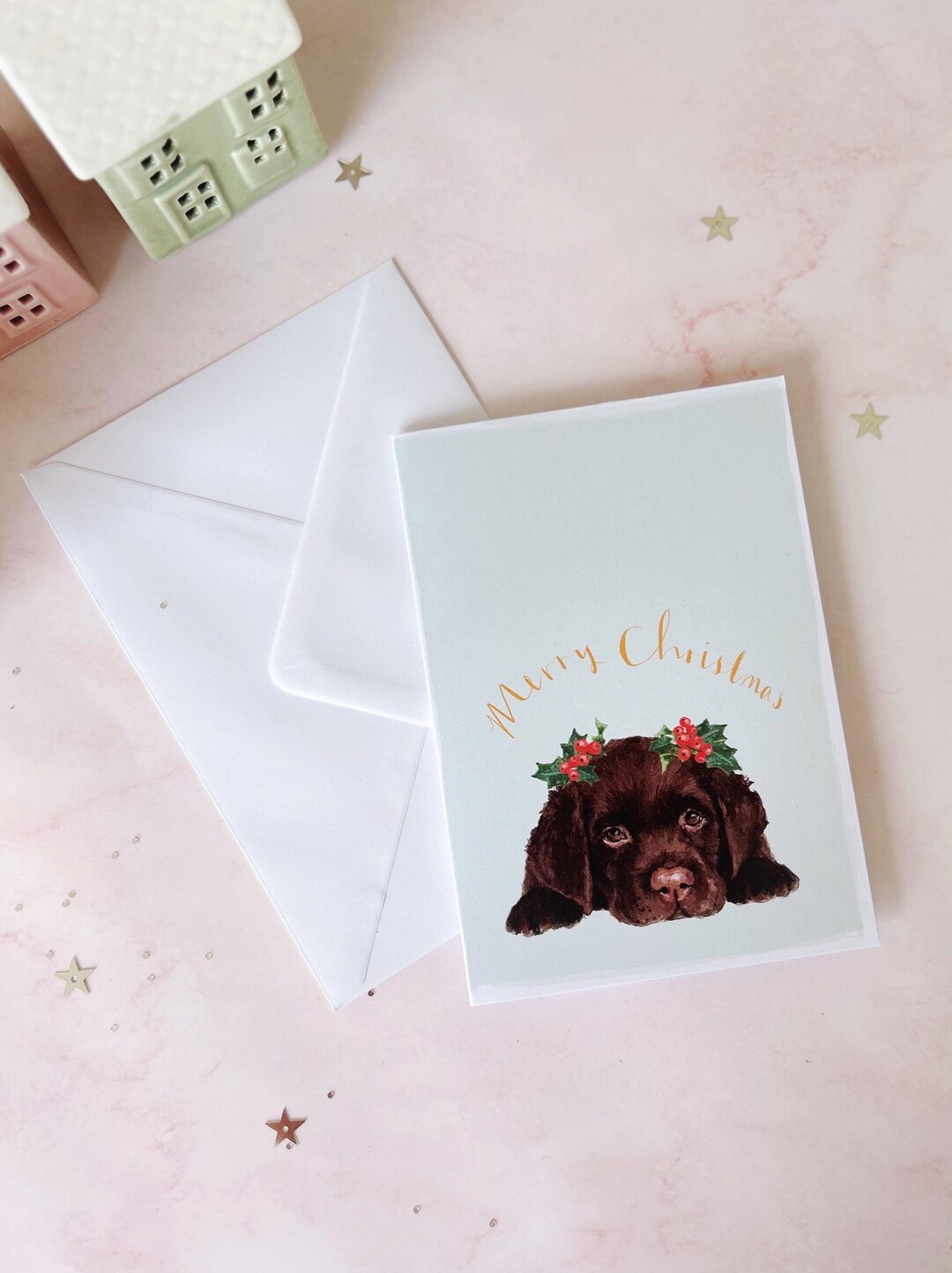 Chocolate Labrador Christmas Card Labrador Puppy Christmas Card for Dog ...