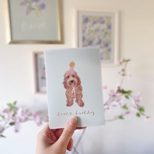 Red Cockapoo Birthday Card Cute Apricot Curly Cockapoo Birthday ...