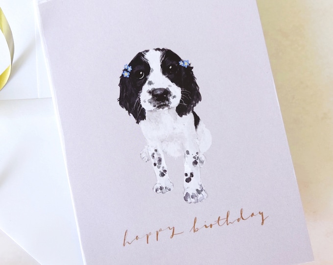 Springer Spaniel Birthday Card Black Sprocker Spaniel Puppy Birthday ...