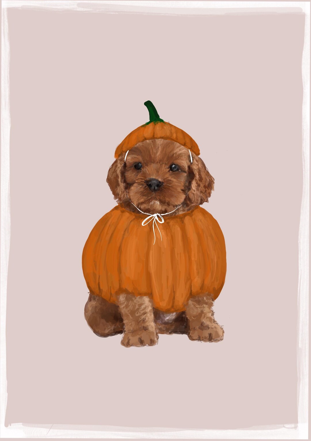 Autumn Pet Portraits Digital Illustration Custom Pumpkin Dog Portrait ...