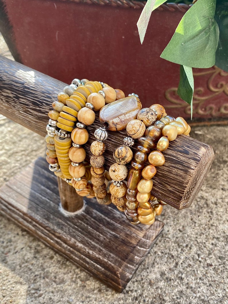 Stackable Multilayered Beaded Stretch Bracelet - Etsy