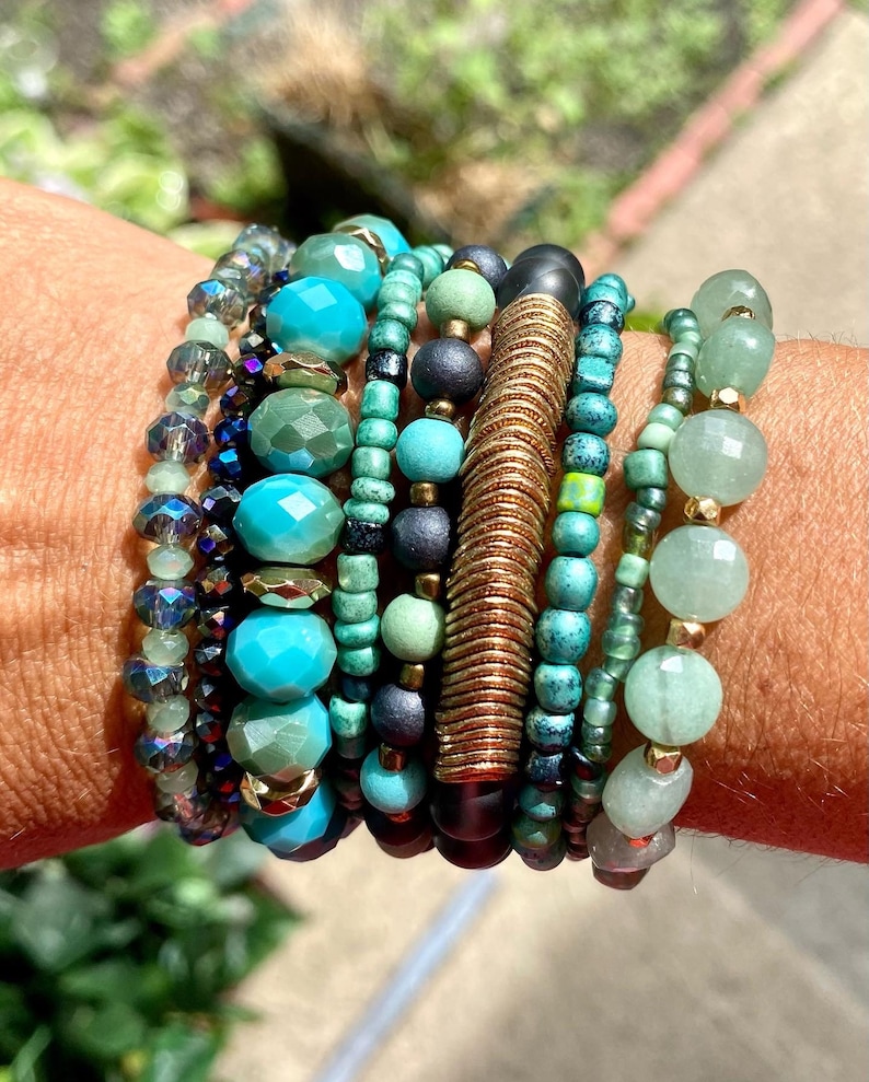 Multi Layered Beaded Stretch Bracelet - Etsy