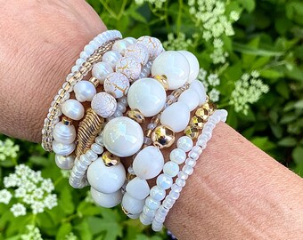 Stackable Beaded Stretch Multilayered Stretch Bracelet in Navy - Etsy