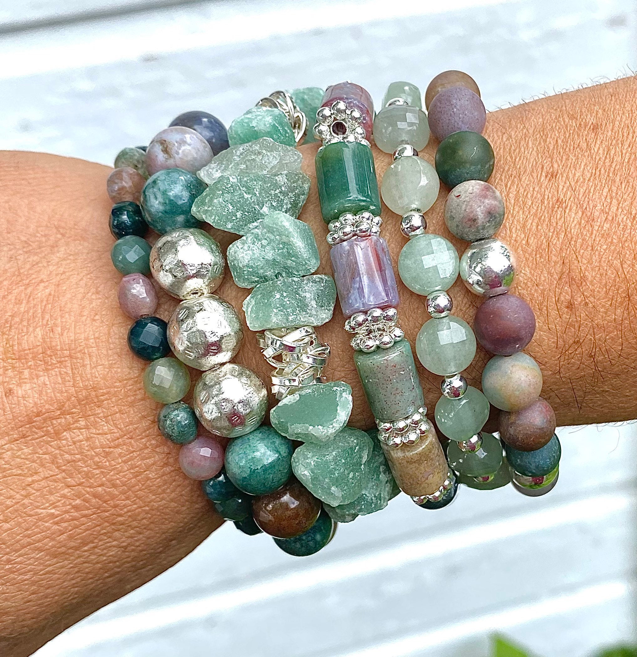Stackable, Beaded, Multilayered, Stretch Bracelet. Fancy Jasper Stones ...