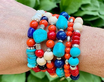 Stackable Multilayered Stretch Beaded Bracelet. - Etsy