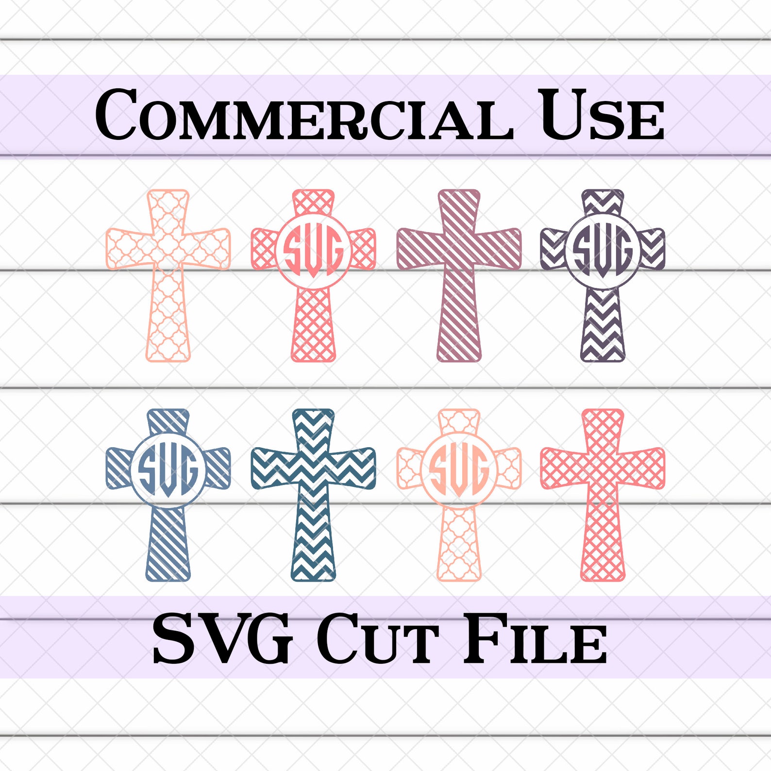 Cross Monogram Frames Crosses Christian SVG Digital - Etsy