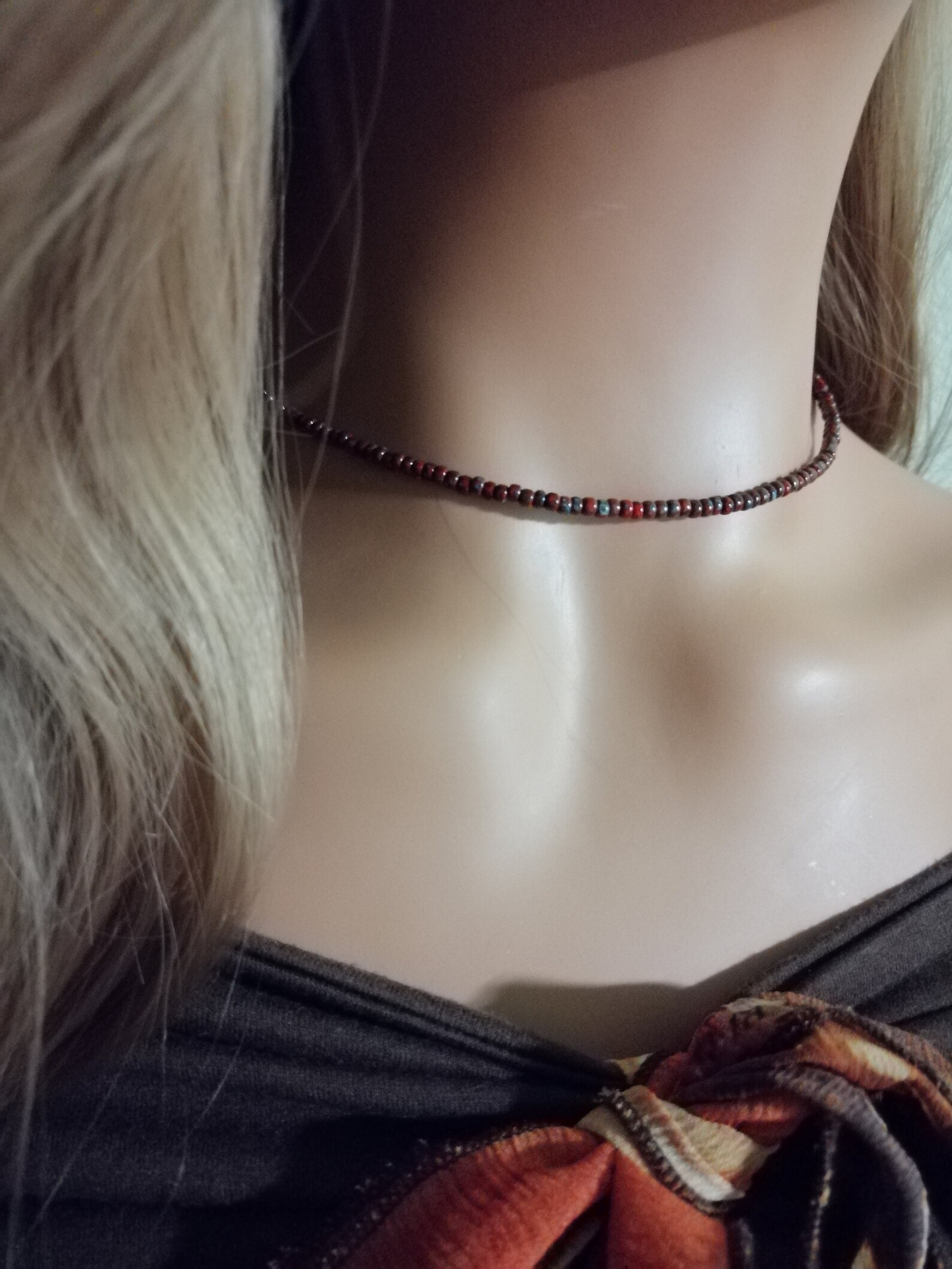 Red Garnet Picasso Choker Autumn Choker Red Choker Dainty | Etsy