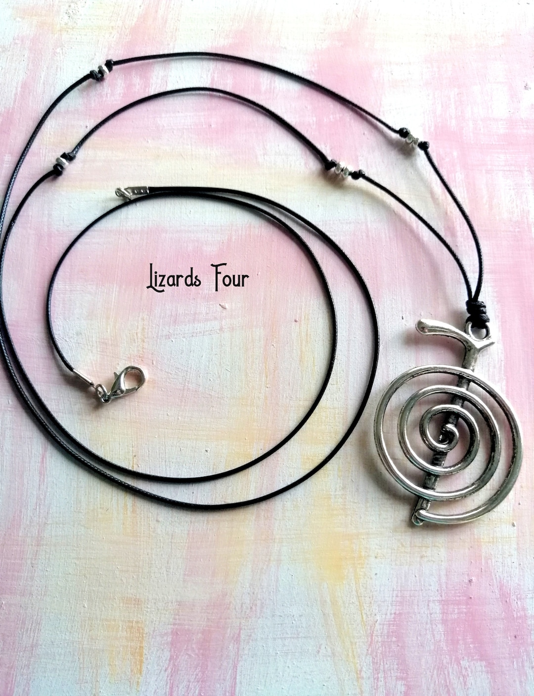 Spiral Necklace, Long Layered Necklace, Black Spiral Necklace, Boho ...