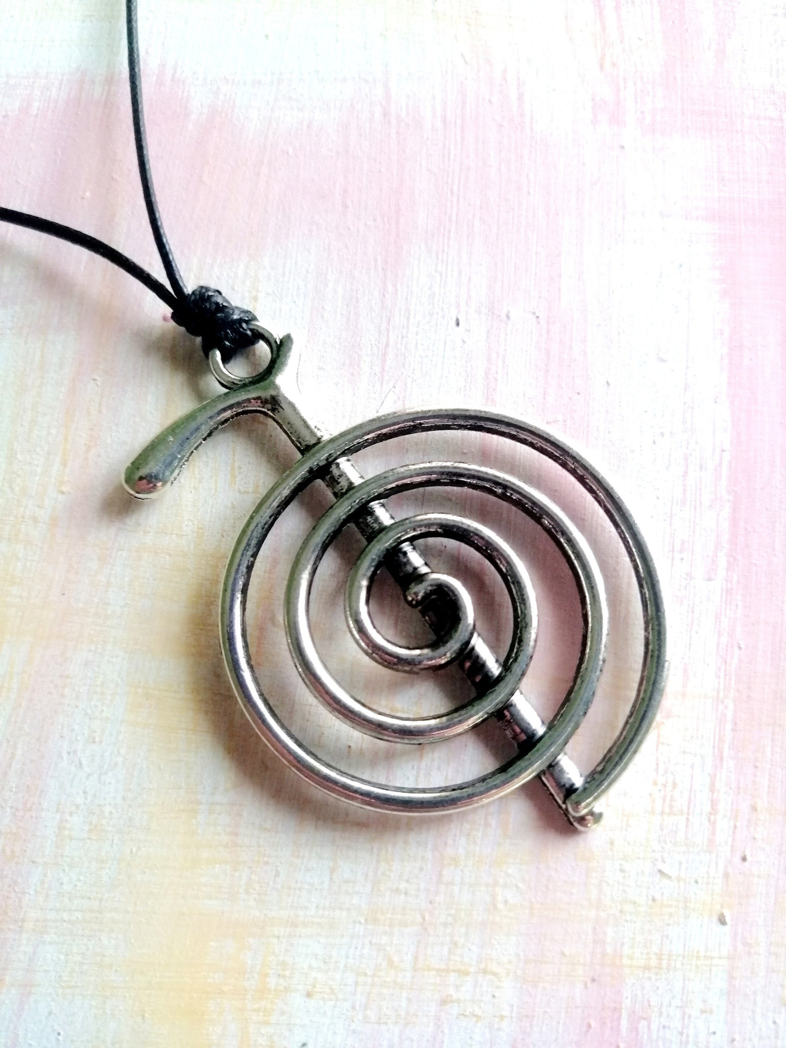 Spiral Necklace Long Layered Necklace Black Spiral Necklace - Etsy