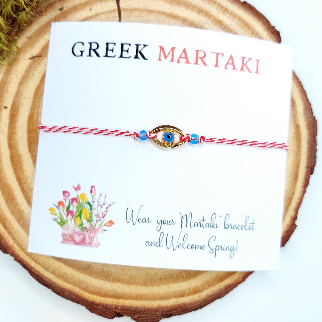 Greek Evil Eye Martaki March Spring Bracelet Red String - Etsy